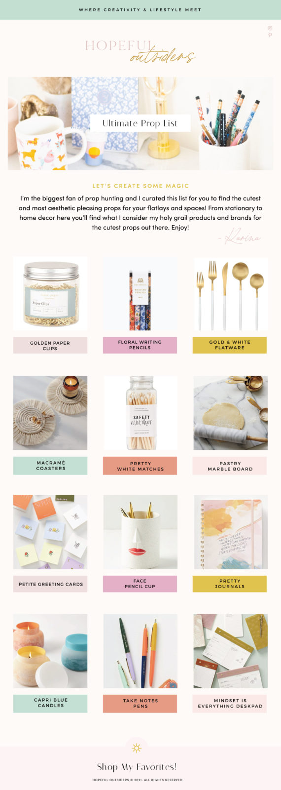 Ultimate Props List for Creatives - hopefuloutsiders.com